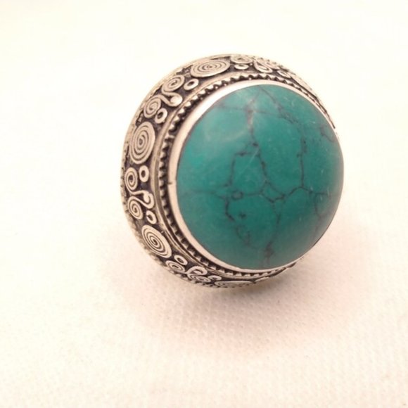 Jewelry | Handmade Kuchi Tribal Stone Ring Massive Stone Ring Round ...